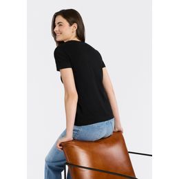 BOSS Orange Damen T-Shirt "Elove Embro Premium Damenmode", schwarz, Gr. S, unifarben, Single Jersey, Obermaterial: 100% Baumwolle, Shirts, mit