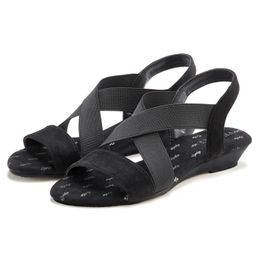 Vivance Damen Sandalette "Sommerschuh, offener Schuh, Sandale", Gr. 37, schwarz, Obermaterial: 100% Elasthan. Decksohle: 100% Textilmaterial. Futter: