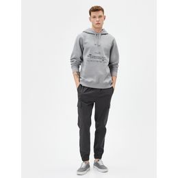 KOTON Sweatshirt Herren Gr&ouml;&szlig;e M hellgrau / schwarz