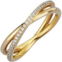Firetti Damen Fingerring "Schmuck Geschenk Silber 925 Damenring Ring Kreuz", 54, Silber 925 (Sterlingsilber), 1,7mm, gold, Silber 925