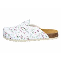 Lico Damen Clog "Clog Bioline Clog Print", Gr. 38, wei&szlig;, Synthetik, Schuhe