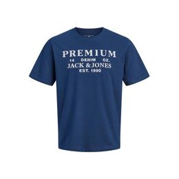 Jack & Jones JACK & JONES Herren T-Shirt "JPRBLUCALVIN SS TEE FST", blau, Gr. S, bedruckt, Jersey, Obermaterial: 100% Baumwolle, Shirts