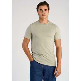 Rundhalsshirt LINDBERGH, Jungen, Gr. L, beige (dusty gr&uuml;n), Jersey, Obermaterial: 100% Baumwolle, gestreift, unifarben, normal h&uuml;ftbedeckend, Rundhals, Shirts Rundhalsshirt, mit feiner Struktur