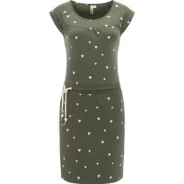 Ragwear Damen Sommerkleid "Penelope Hearts YOUMODO"schwarz olive, Gr. M, 100% Baumwolle, Kleider, leichtes Baumwoll Kleid mit verspieltem Print