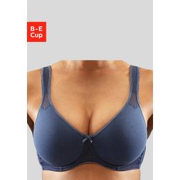 Damen T-Shirt-BH, PETITE FLEUR BY LASCANA, Gr. 85marine, Trikot;Mesh, Obermaterial: 90% Baumwolle, 5% Elasthan, 5% Polyamid, Basic, BHs, mit B&uuml;gel,