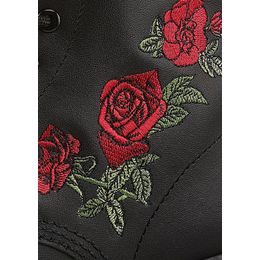 Dr. Martens Damen Schn&uuml;rboots "Vonda", Gr. 42, schwarz, Leder, gebl&uuml;mt, Schuhe, Blockabsatz,Schn&uuml;rschuh,Stiefelette, Bl&uuml;ten-Stickerei - schmale Form