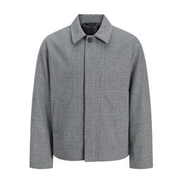 Jack & Jones Outdoorjacke JACK & JONES "JJEHARRIS SHORT COAT SN", Herren, Gr. L, grau (light grau melange checks:check), Web, Obermaterial: 75% Polyester, 20% Wolle, 5% sonstige Fasern, kariert, meliert, regular fit taillenbedeckt, Jacken Outdoorjacke
