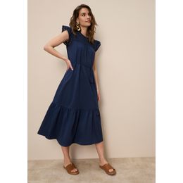 Tamaris Damen Jerseykleid "mit figurumspielender Passform, hohem Komfort", blau, Gr. 34, unifarben, Single Jersey, Obermaterial: 100% Baumwolle.
