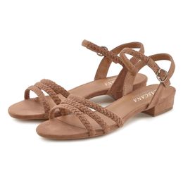 Lascana Damen Sandale "Sommerschuh", Gr. 41, braun, Obermaterial: 100% Textilmaterial. Decksohle: 100% Lederimitat. Futter: 100% Lederimitat.
