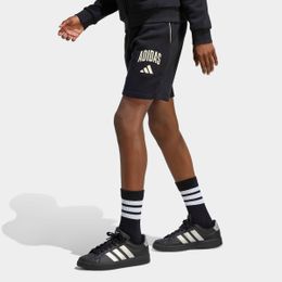 Jungen Shorts "SEASONALS COLLEGE-TYPOGRAPHY"schwarz, sanftes wei&szlig;, Gr. 128, adidas Sportswear, Obermaterial: 55% Baumwolle, 36% Polyester, 9%