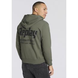 Replay Herren Kapuzensweatjacke, gr&uuml;n, Gr. S, Sweatware, Obermaterial: 100% Baumwolle, Sweatjacken