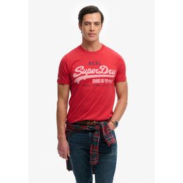 Superdry Herren Rundhalsshirt "VL CLASSIC TEE", rot, Gr. XL, bedruckt, Single Jersey, Obermaterial: 100% Baumwolle, Shirts, mit klassischem