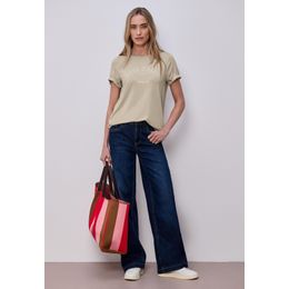 Street One Damen T-Shirtcobble stone, Gr. 38, bedruckt, Stoff, 95% Viskose, 5% Elasthan, Shirts, Rundhalsausschnitt