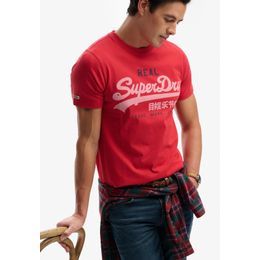 Superdry Herren Rundhalsshirt "VL CLASSIC TEE", rot, Gr. M, bedruckt, Single Jersey, Obermaterial: 100% Baumwolle, Shirts, mit klassischem