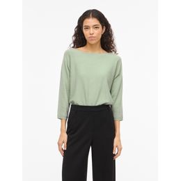 3/4 Arm-Pullover Vila "VIMALU BOATNECK 3/4 SLEEVE KNIT TOP-NOOS", Damen, Gr. XL, gr&uuml;n (smoke gr&uuml;n detail:melange), Strick, Obermaterial: 50% Polyester, 30% Viskose, 20% Nylon, meliert, loose fit normal, U-Boot-Ausschnitt, Rippstrickb&uuml;ndchen, Pullover, Materialmix, loose fit