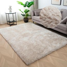 Hochflor-Teppich OTTO HOME, B:40cm H:53mm L:60cm, beige, Kunstfaser, Teppiche, "Micro Shaggy, aus weicher Mikrofaser", weich, flauschig, Uni-Farben,