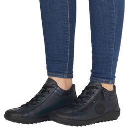 Remonte Damen Schn&uuml;rboots, Gr. 45, schwarz, Leder, Lederimitat, Schuhe, Flats, Komfortschuh, Boots mit seitlichem Rei&szlig;verschluss