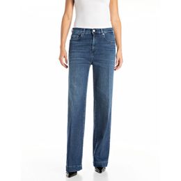 Replay Damen Straight-Jeans "MELJA", blau, Gr. 26, Denim/Jeans, Obermaterial: 99% Baumwolle, 1% Elasthan, Jeans, mit weitem Bein
