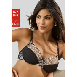 Damen B&uuml;gel-BH, NUANCE BY LASCANA, Gr. 105, schwarz-wei&szlig;, Spitze, Obermaterial: 68% Polyamid, 25% Polyester, 7% Elasthan, BHs, mit sch&ouml;ner