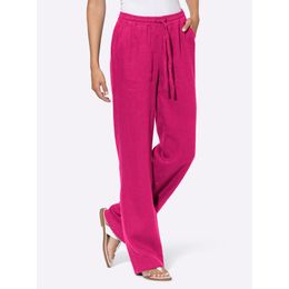 Heine Damen Schlupfhose, pink, Gr. 34, unifarben, 100% Leinen, Hosen
