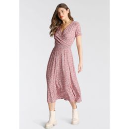 Tamaris Damen Jerseykleid "mit tailliertem Schnitt, aus flie&szlig;ender Viskose-Qualit&auml;t"rosa gebl&uuml;mt, Gr. 44, gebl&uuml;mt, Jersey, Obermaterial: 95% Viskose,
