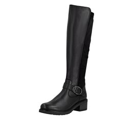 Remonte Damen Stiefel, Gr. 37schwarz, Leder, Textil, Schuhe, Langschaftstiefel, Stretch-Stiefel, Blockabsatz, Innenrei&szlig;verschluss