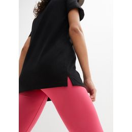bonprix Damen T-Shirt, schwarz, Gr. 48, bedruckt, unifarben, Jersey, Obermaterial: 95% Baumwolle, 5% Elasthan, Shirts, lockerer Schnitt, Kurzarm, mit