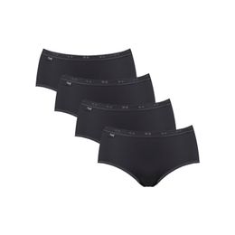 Sloggi Damen Midislip "Basic+", Gr. 46, schwarz, Single Jersey, Obermaterial: 95% Baumwolle, 5% Elasthan, leicht transparent, unifarben, Unterhosen,