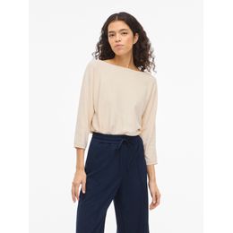 Vila Damen 3/4 Arm-Pullover "VIMALU BOATNECK 3/4 SLEEVE KNIT TOP-NOOS", beige, Gr. XXL, meliert, Strick, Obermaterial: 50% Polyester, 30% Viskose,