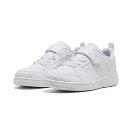 Puma Kinder Sneaker "Puma Rebound V6 Lo Sneakers Kinder", Gr. 33, wei&szlig;, Obermaterial: Synthetik, Textil. Futter: Textil. Innensohle: Textil.