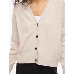 Vila Damen Strickjacke "VIRIL V-NECK KNIT CARDIGAN - NOOS"super light natural melan, Gr. M, unifarben, Feinstrick, Obermaterial: 50% Viskose, 28%