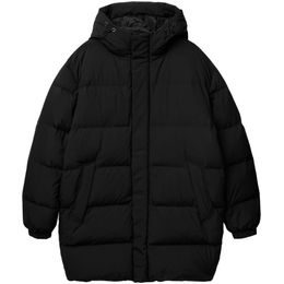 Herren Steppjacke, schwarz, Gr. M, United Colors Of Benetton, Obermaterial: 100% Polyester, Jacken, mit verstellbarer Kapuze