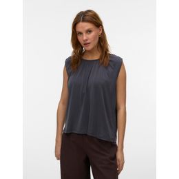 V&eacute;ro Moda Shirttop VERO MODA "VMFILLI SL TOP JRS NOOS", Damen, Gr. S, grau (asphalt), Jersey, Obermaterial: 70% Modal, 30% Polyester, unifarben, normal, Rundhals, Tops Shirttop, Materialmix