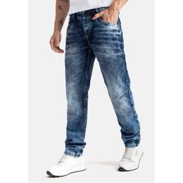 Cipo & Baxx CIPO & BAXX Herren Regular-fit-Jeans, blau, Gr. 34, Abriebeffekte, Denim/Jeans, Obermaterial: 100% Baumwolle, Jeans