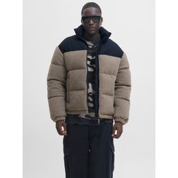 Jack & Jones JACK & JONES Herren Steppjacke "JCOFLARE TEDDY PUFFER JACKET"desert taupe detail:blocking, Gr. XXL, Web, Obermaterial: 100% Polyester, Jacken