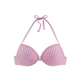 Buffalo Damen Push-Up-Bikini-Top "Karo", rosa, Gr. 34, kariert, Polyamid, Bikini-Oberteile, mit Zierborte