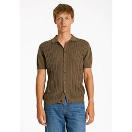 LINDBERGH Herren Cardigan "Cardigan (Kurzarm) Relaxed Fit", grau, Gr. L, Obermaterial: 100% Baumwolle, Strickjacken