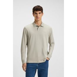 BOSS Orange Herren Poloshirt "Pe Interlock Langarm Polo"light beige271, Gr. S, Jersey, Obermaterial: 100% Baumwolle, Shirts, mit Polokragen