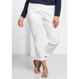 sheego Damen 7/8-Hose, wei&szlig;, Gr. 58, unifarben, 97% Baumwolle, 3% Elasthan, Hosen