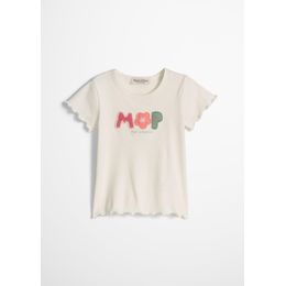 Marc O'Polo MARC O'POLO M&auml;dchen T-Shirt, wei&szlig;, Gr. 116, Jersey, Obermaterial: 96% Baumwolle, 4% Elasthan, Shirts, feines Rippjersey, gesticktes Logo