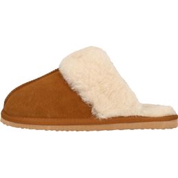 WHISTLER Damen Hausschuh "Carini W Leather Warm Slipper", Gr. 38, braun, Leder, Schuhe, Pantoffel,Clog,Mule,Flats mit Fellkragen