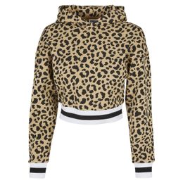 Rundhalspullover Urban Classics "Urban Classics Damen Ladies Short AOP College Hoody", Damen, Gr. 4XL, unionbeigeleo, 65% Baumwolle, 35% Polyester, mehrfarbig, oversize, ohne Ausschnitt, Pullover Rundhalspullover