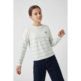 name it M&auml;dchen Strickpullover "NKFLINE LS KNIT PS NOOS", gr&uuml;n, Gr. 134, gestreift, Strick, Obermaterial: 80% Viskose, 16% Polyester, 4% Elasthan,