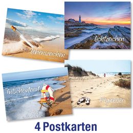 Postkartenserie 4 x 1 Stichwort - K&uuml;ste und Meer