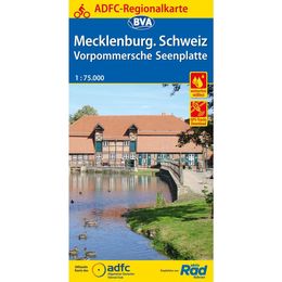 ADFC-Regionalkarte Mecklenburgische Schweiz Vorpommersche Seenplatte 1:75.000
