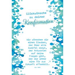 Gl&uuml;ckwunschkarte - Gl&uuml;ckw&uuml;nsche zu deiner Konfirmation (6 St&uuml;ck)