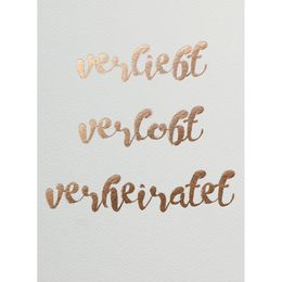 Gl&uuml;ckwunschkarte zur Hochzeit - verliebt, verlobt, verheiratet (6 St&uuml;ck)