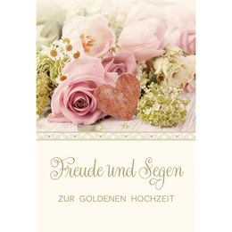 Gl&uuml;ckwunschkarte - Freude und Segen zur goldenen Hochzeit (6 St&uuml;ck)