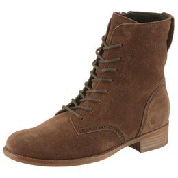 Gabor Damen Schn&uuml;rstiefelette, Gr. 38,5, braun, Veloursleder, unifarben, Basic, Schuhe, Blockabsatz, Schn&uuml;rboots, Herbtboots mit herausnehmbarer