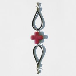 Schlaufenarmband mit rotem Keramikkreuz (1 St&uuml;ck)